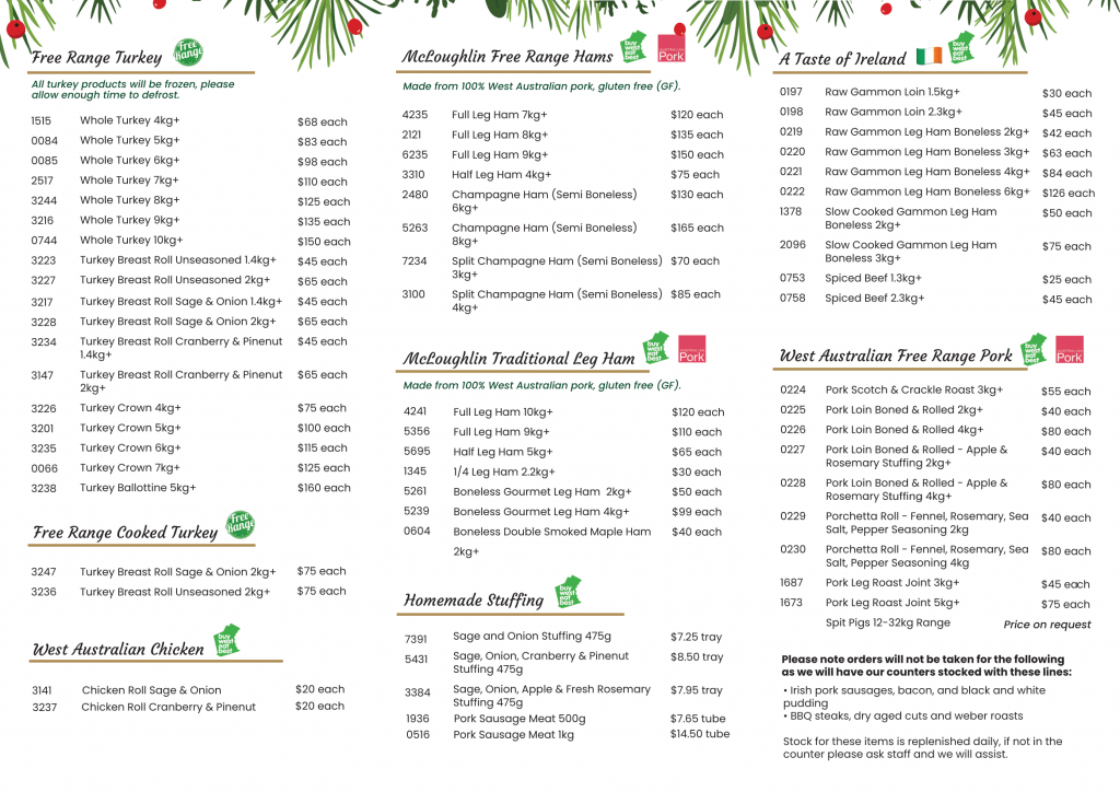 Christmas Orders: Perth's Best Christmas Hams - McLoughlin Butchers